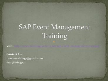 PPT – SAP Event Management online Training | SAP EM Corporate Training ...