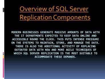 PPT – SQL server replication tools PowerPoint presentation | free to ...