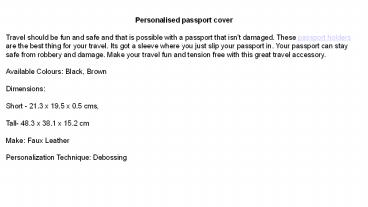 Customized Passport Holder presentation | free to download