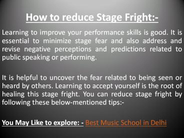 How to reduce Stage Fright presentation | free to download