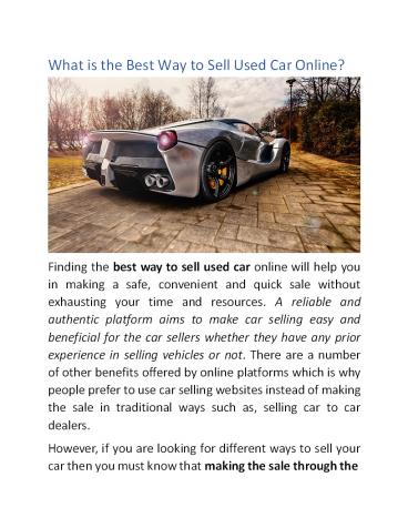 What is the Best Way to Sell Used Car Online? presentation | free to ...