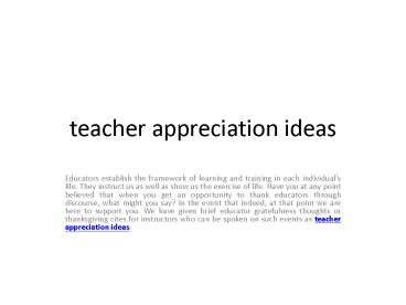 PPT – teacher appreciation ideas PowerPoint presentation | free to ...