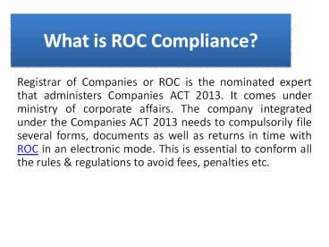 What is Registrar of Companies (ROC)? presentation | free to download