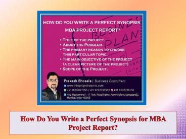 How Do You Write a Perfect Synopsis for MBA Project Report ...