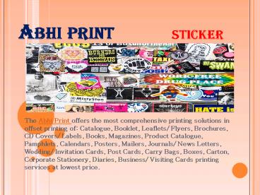 PPT – sticker printing & designing PowerPoint presentation | free to ...