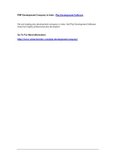 PPT – PHP Development Company in India - Php Development Software ...