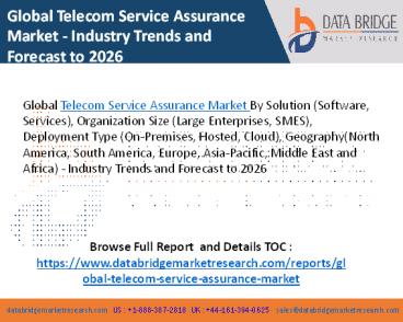 Telecom Service Assurance Market presentation | free to download