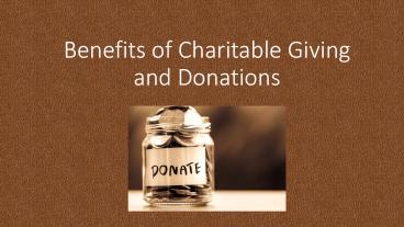 Benefits of Charitable Giving and Donations presentation | free to download