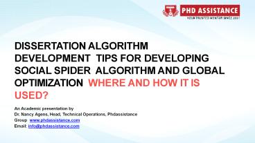 PPT – PhD Dissertation Writing Services Algorithm Development Tips for Social Spider ...