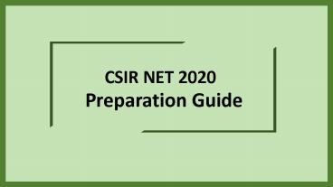 CSIR NET June 2020 Exam Preparation Guide presentation | free to download