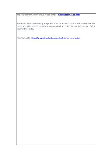 PPT – Top Kickstarter Clone Script & Video Script - Kickstarter Clone PHP PowerPoint ...