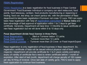 PPT – Fssai registration, Fssai online registration, Fssai registration form PowerPoint ...