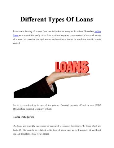 Different Types Of Loans presentation | free to download