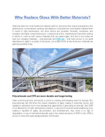 Why Replace Glass With Better Materials? - Tuflite Polymers ...