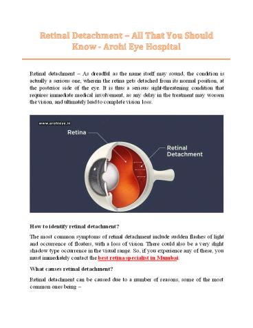 PPT – Retinal Detachment – All That You Should Know - Arohi Eye ...
