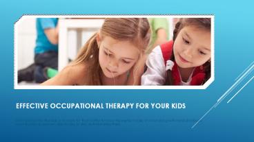 Occupational therapy for children presentation | free to download