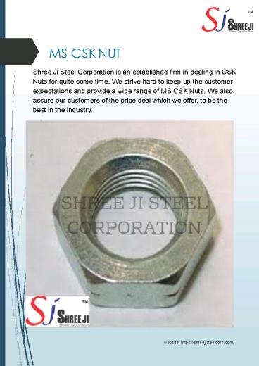 MS CSK Nut presentation | free to download