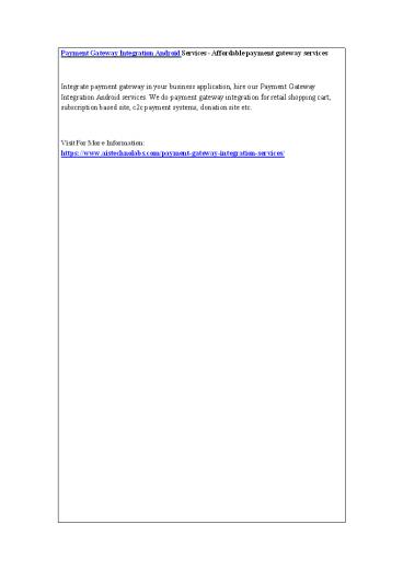 PPT – Payment Gateway Integration Android Services - Affordable payment gateway services ...