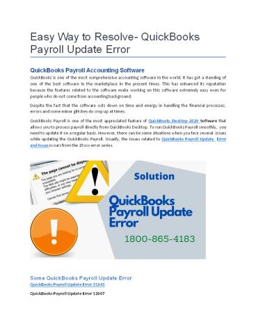 PPT – Easy Way to Resolve- QuickBooks Payroll Update Error PowerPoint ...