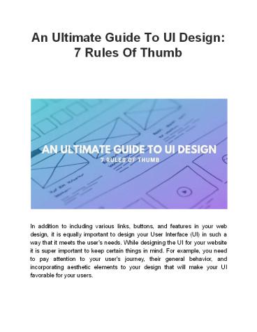 An Ultimate Guide To UI Design: 7 Rules Of Thumb presentation | free to ...