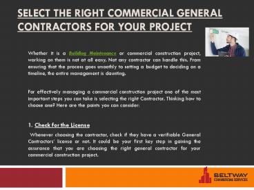 PPT – Select the Right Commercial General Contractors for Your Project ...