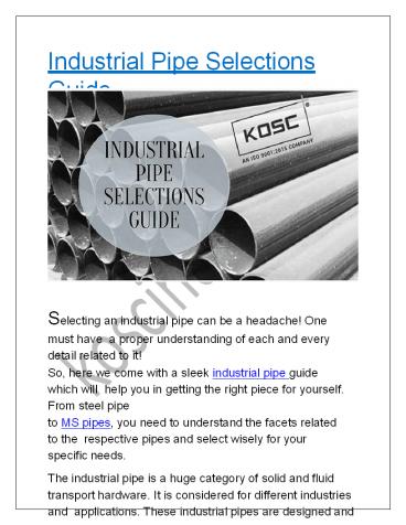 PPT – Industrial Pipe Selections Guide PowerPoint presentation | free ...