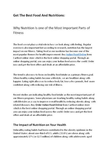 Food and Nutritions presentation | free to download