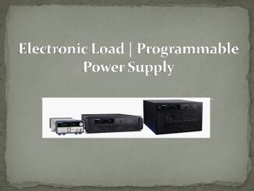 Programmable Power Supplies presentation | free to download