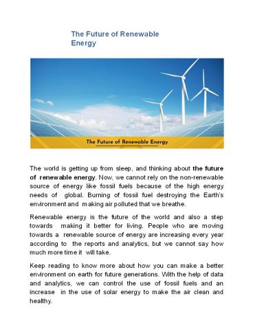 The Future of Renewable Energy presentation | free to download
