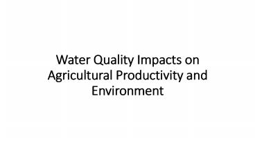 Water Quality Impacts on Agricultural Productivity and Environment ...