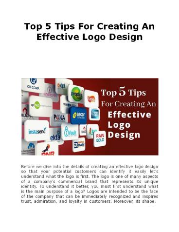 PPT – Top 5 Tips For Creating An Effective Logo Design PowerPoint ...