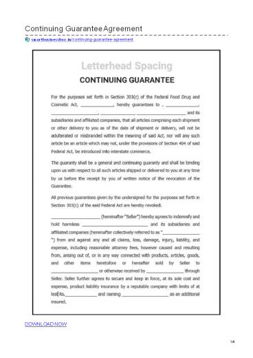 Continuing Guarantee Agreement Smart Business Box presentation | free ...