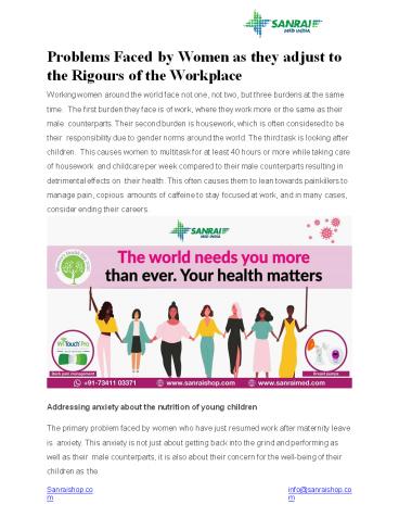 Problems Faced by Women as they adjust to the Rigours of the Workplace ...