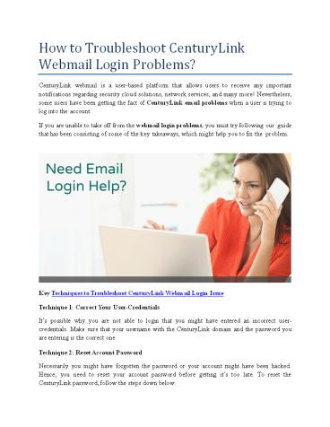 PPT – How to Troubleshoot CenturyLink Webmail Login Problems ...
