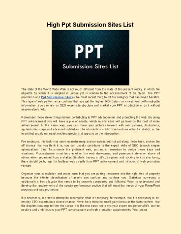 PPT – High Ppt Submission Sites List PowerPoint presentation | free to ...