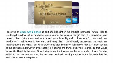 PPT – Best Amex Gift Card Balance Check PowerPoint presentation | free ...