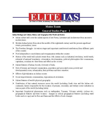 PPT – UPSC Syllabus Mains PowerPoint presentation | free to download - id: 90701e-NDg1Z