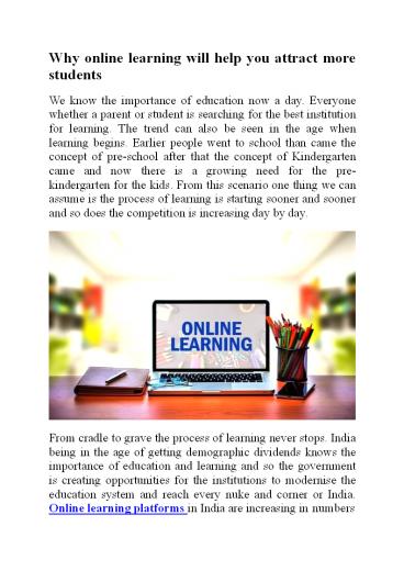 PPT – Why online learning will help you attract more students ...