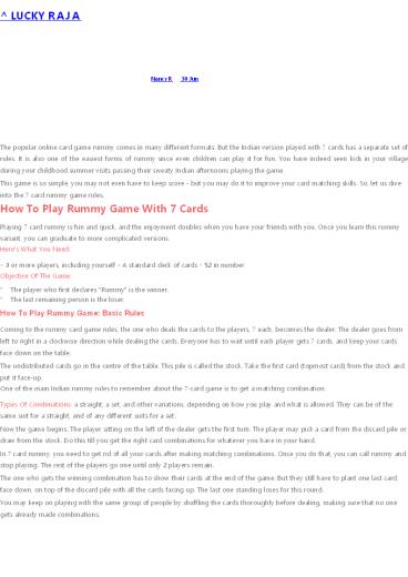 How To Play Seven Cards Rummy In India: Rules & Basics presentation ...