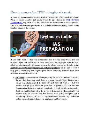How to prepare for UPSC: A beginner’s guide presentation | free to download
