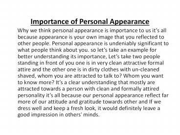 Importance of Personal Appearance presentation | free to download
