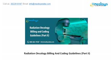 Radiation Oncology: Billing And Coding Guidelines (Part II ...