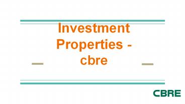 Investment Properties-CBRE presentation | free to download