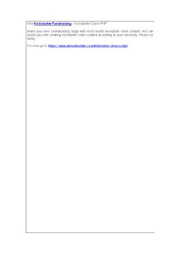 PPT – Hire Kickstarter Fundraising - Kickstarter Clone PHP PowerPoint presentation | free to ...