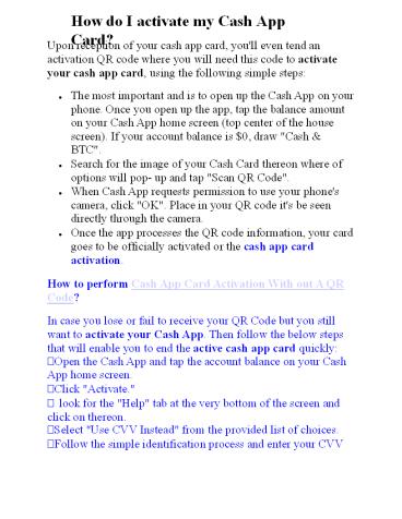 PPT – How to perform Cash App Card Activation With out A QR Code ...