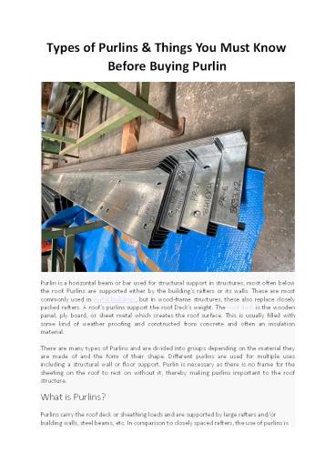 Types of Purlins & Things You Must Know Before Buying Purlin - Bansal ...