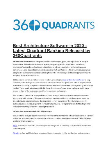PPT – Best Architecture Software in 2020 - Latest Quadrant Ranking ...
