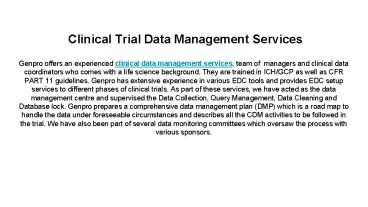 Data Management Services for Clinical Trial presentation | free to download