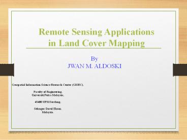 Remote Sensing Applications presentation | free to download