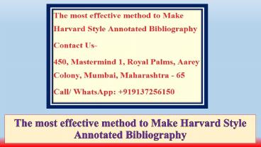 The most effective method to Make Harvard Style Annotated Bibliography ...